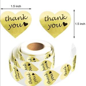 lolas_boutique_ | Jewelry | 50 Roll Gold Foil Heart Thank You Stickers ...